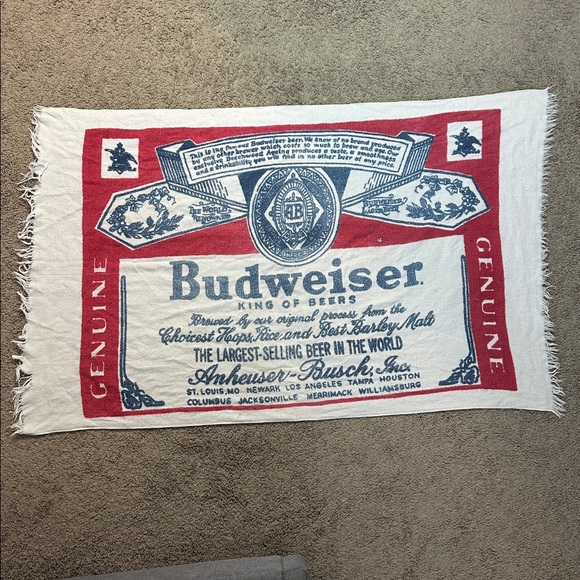 Bath | Vintage Budweiser King Of Beers Beach Towel 51x32 Made In Usa ...